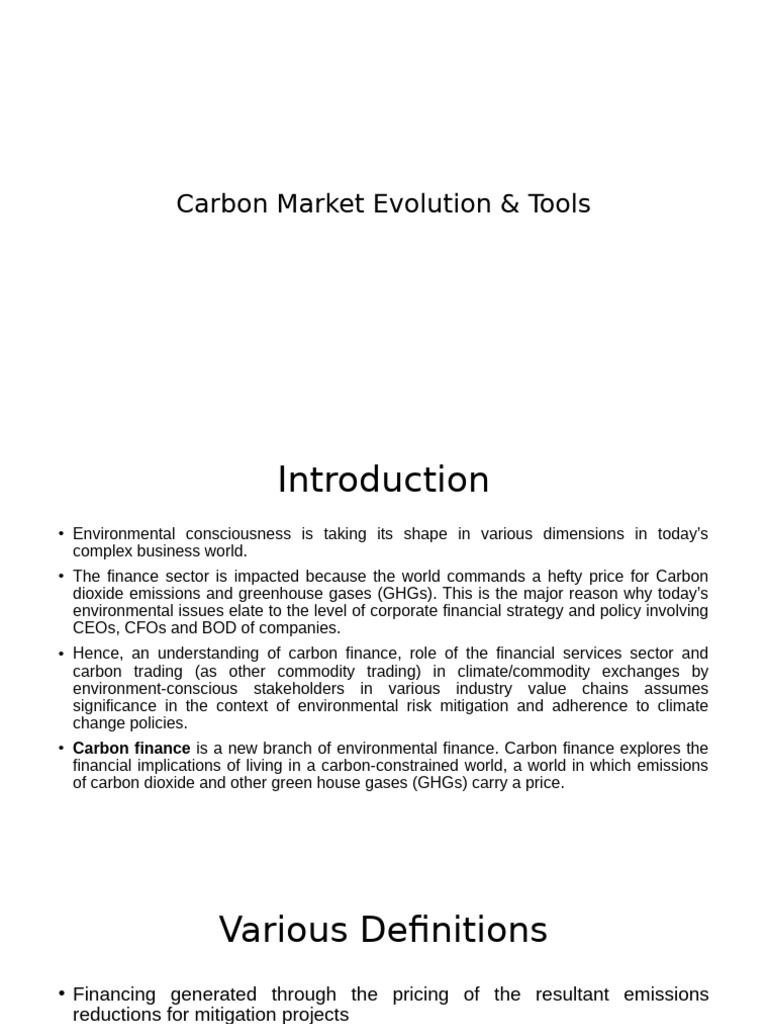 Evolution of Carbon Market & Tools | PDF | Kyoto Protocol | Clean ...