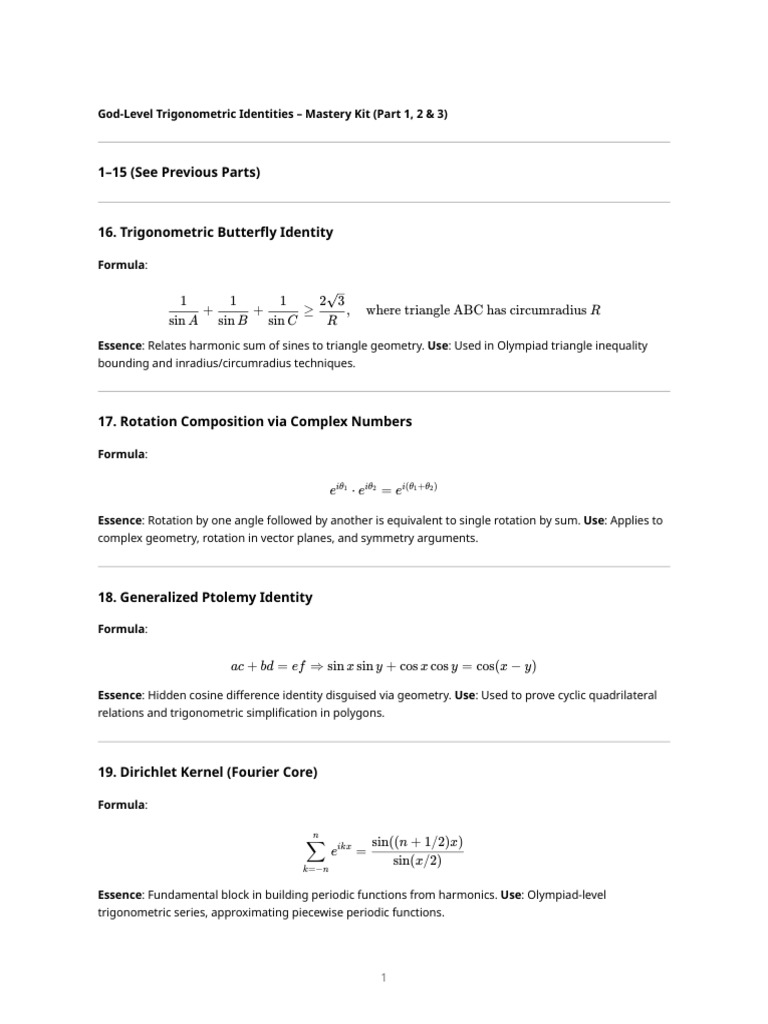 Master Trigonometric Identities Kit | PDF | Trigonometric Functions ...