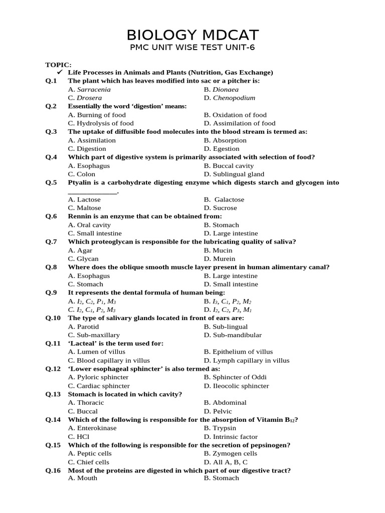 08 Unit-6 (Life Processes in Animals and Plants (Nutrition+Gas Exchange ...