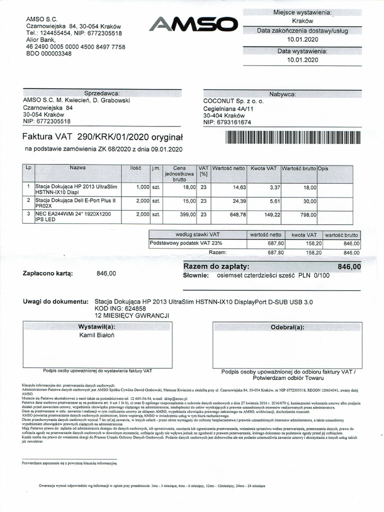 Rozdzial 8 Faktura Przyklad 1 | PDF