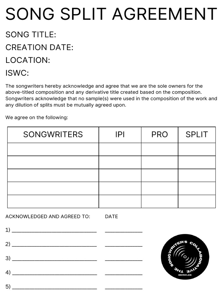 Song Split Agreement | PDF