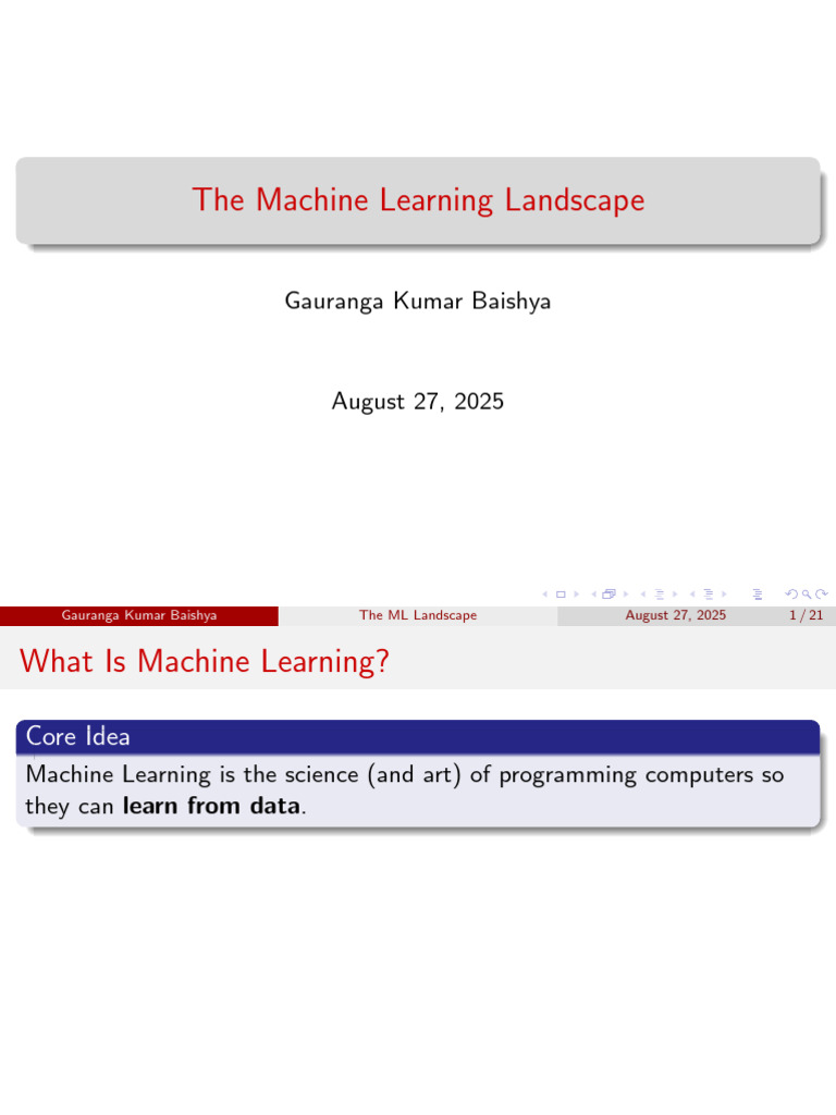 Hands On ML Workshop-The Machine Learning Landscape | PDF | Machine Learning | Information Science