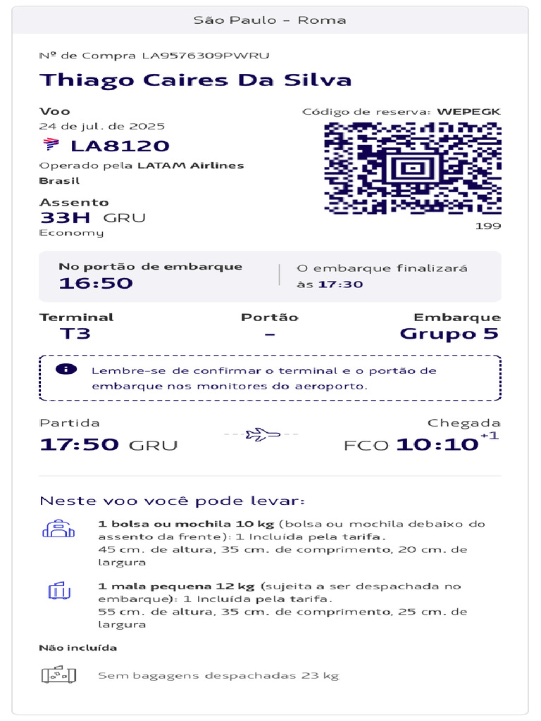 Cartão - de Embarque - Thiago - C - LA8120 | PDF