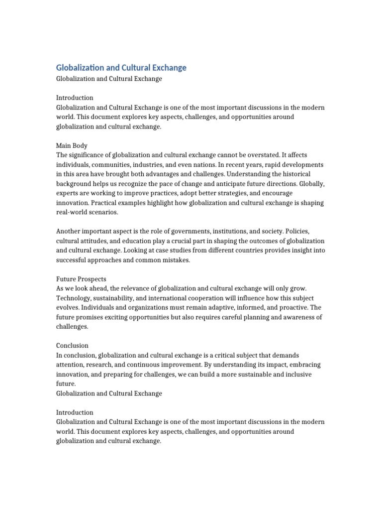 Globalization and Cultural Exchange | PDF | Globalization | Innovation