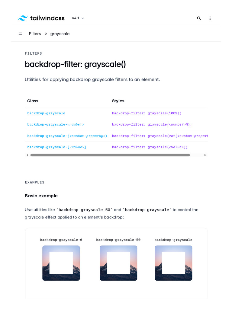 Backdrop-filter_ Grayscale() - Filters - Tailwind CSS | PDF | Computer Programming | Software ...