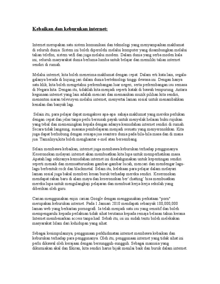 Contoh Karangan Tentang Kebaikan Dan Keburukan Teknologi ...