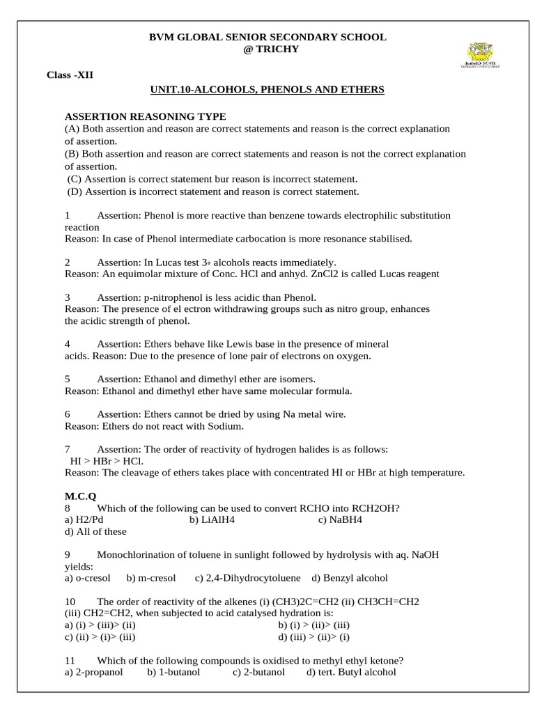 Alcohols Phenols and Ethers 1 | PDF | Ether | Ethanol