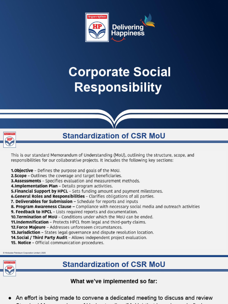20250829 Hpcl Csr Sop.pptx (1) | PDF | Corporate Social Responsibility ...