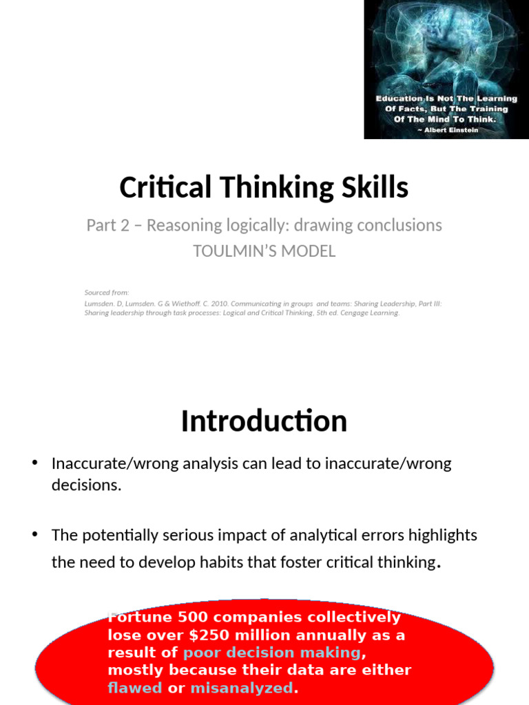 Critical Thinking Part 2 - Reasoning Logically & Drawing Conclusions | PDF | Critical Thinking ...