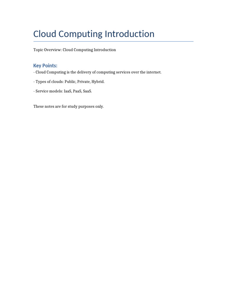 Cloud Computing Introduction | PDF