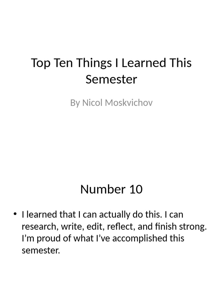 Top Ten Things I Learned | PDF