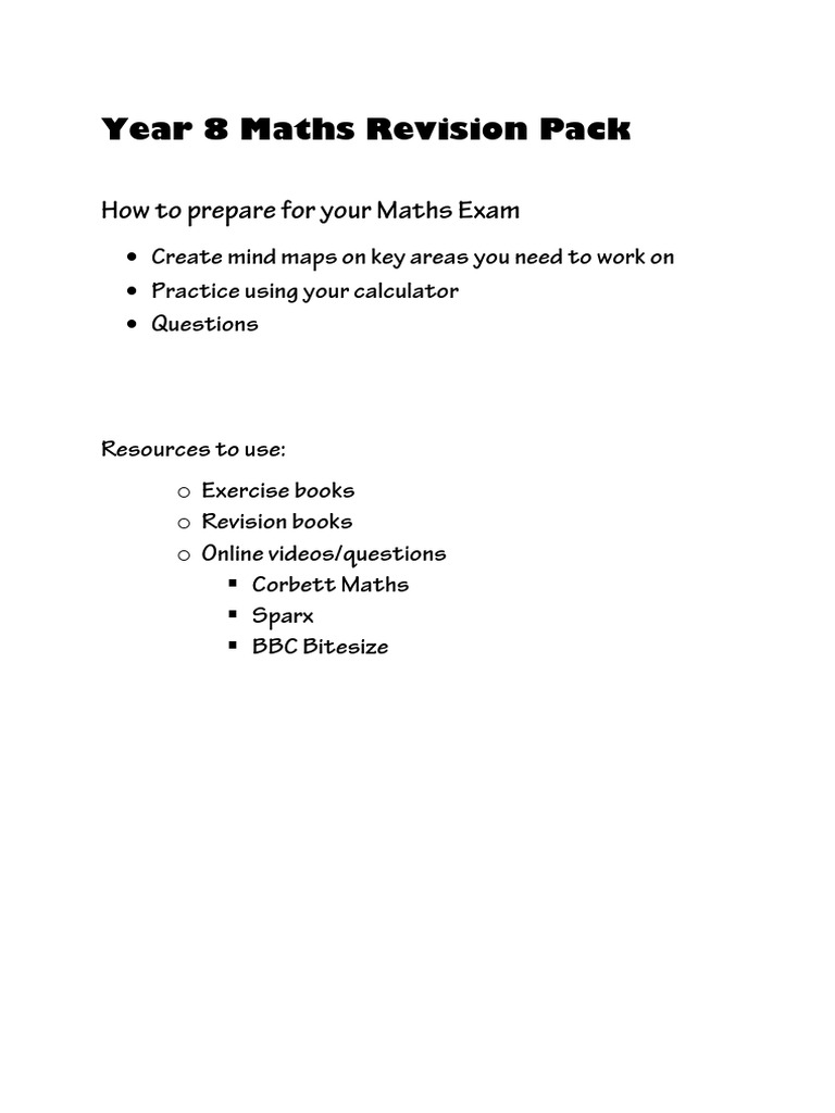 Year 8 Revision | PDF | Multiplication | Numbers