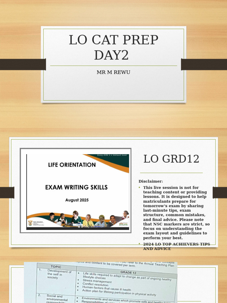 Last-Minute Tips for LO Matric Exam | PDF
