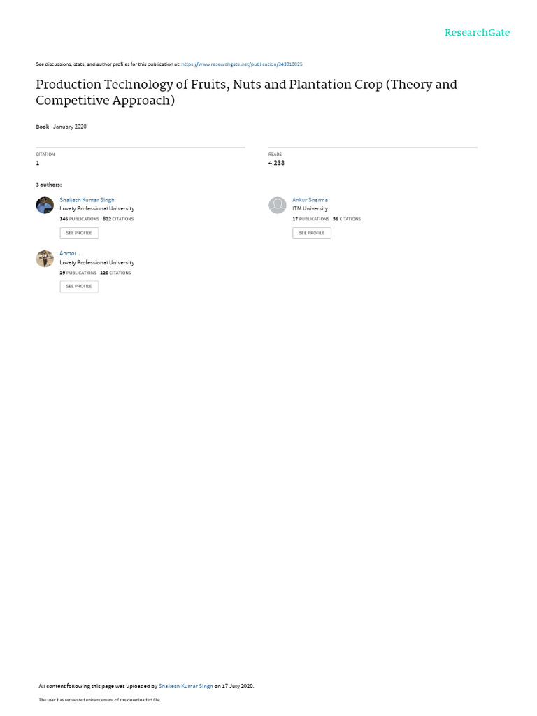 Production Technology of Fruit Nuts and Plantation Crops Preview | PDF ...