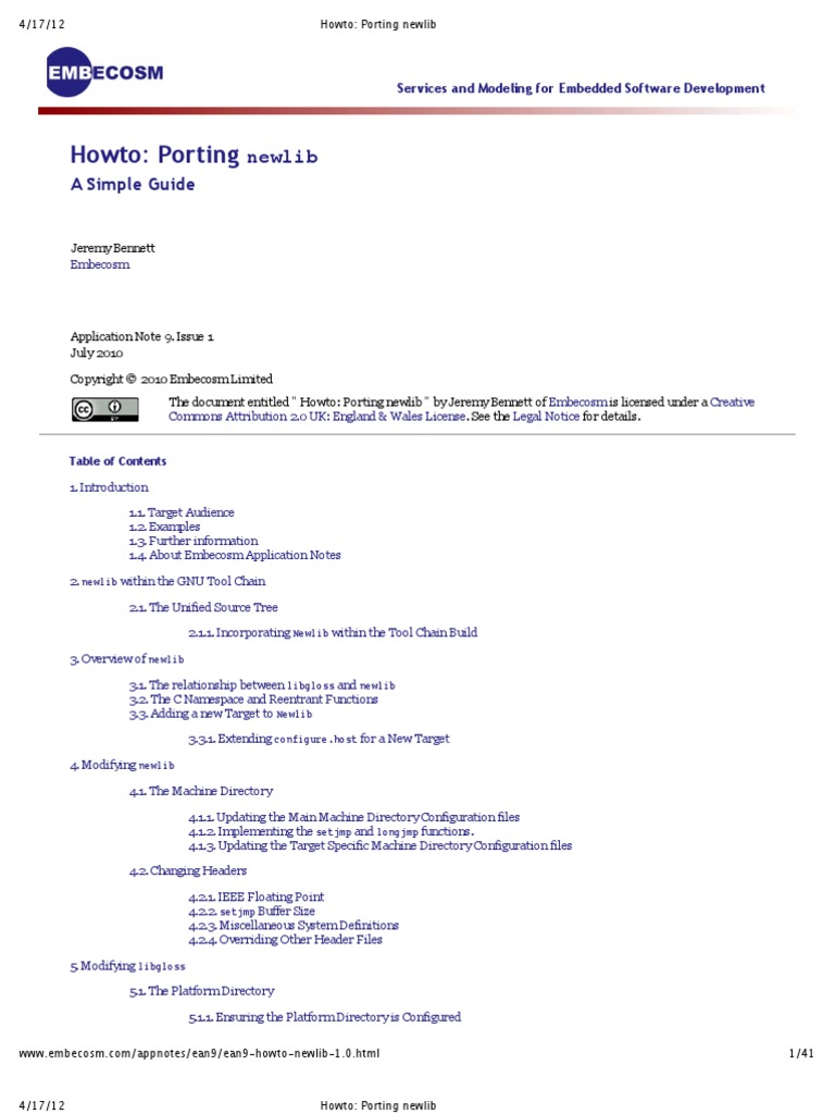 Porting Newlib | PDF | C (Programming Language) | Computer Engineering