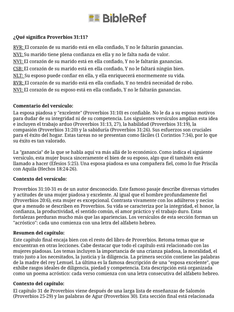 Proverbios 31 - 11 - Versión para Imprimir | PDF | Libro de proverbios ...