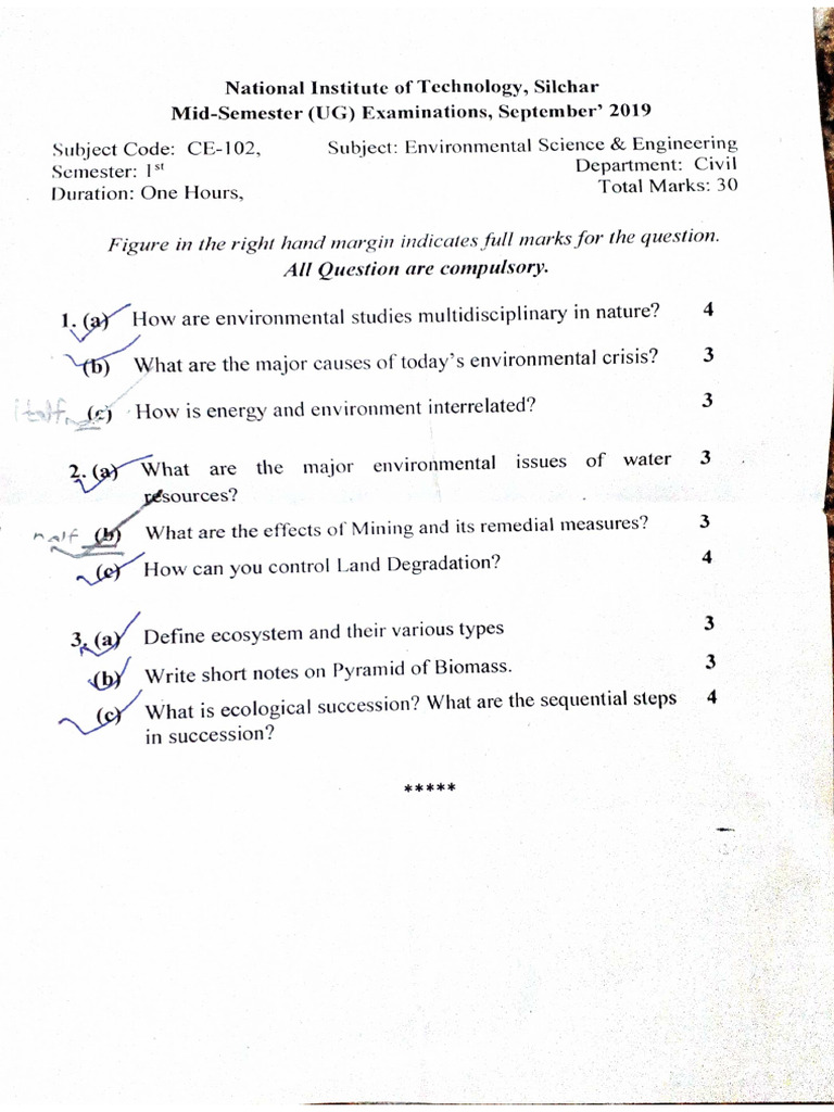 1st Year Question Papers | PDF