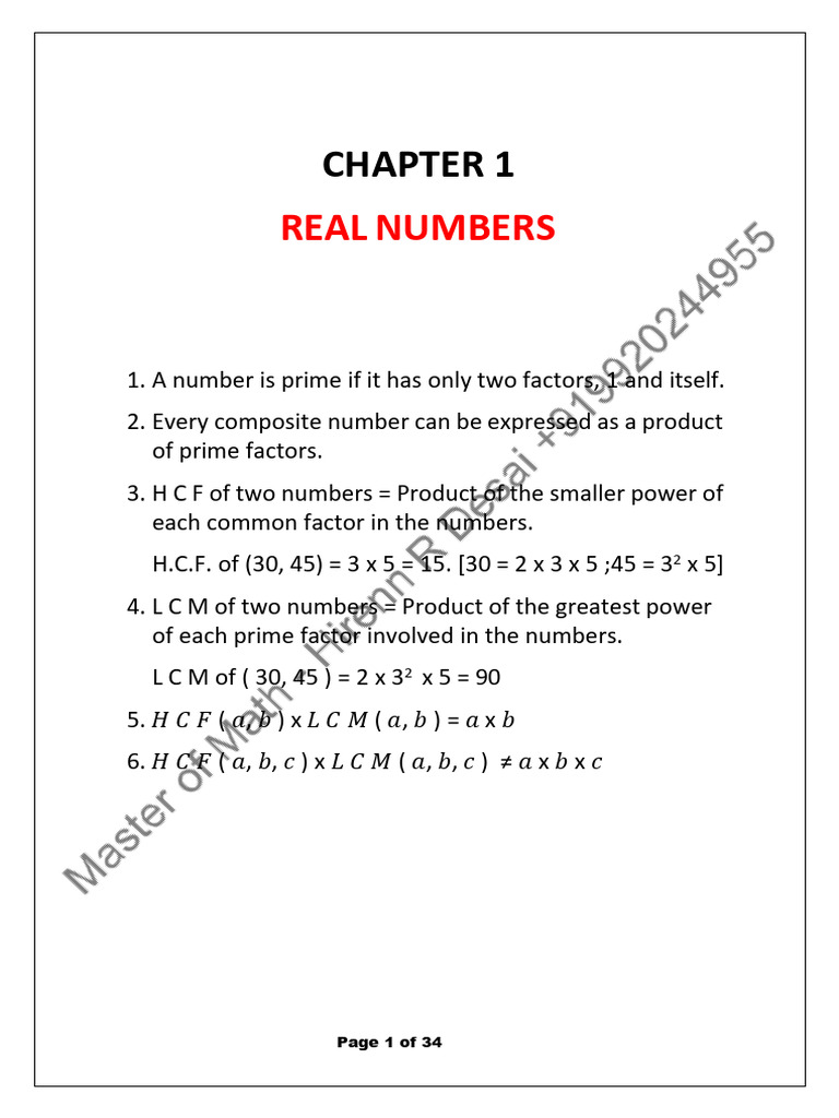 GR 10 India Math Formula Sheet-MoM-WM - 250105 - 233958 | PDF ...