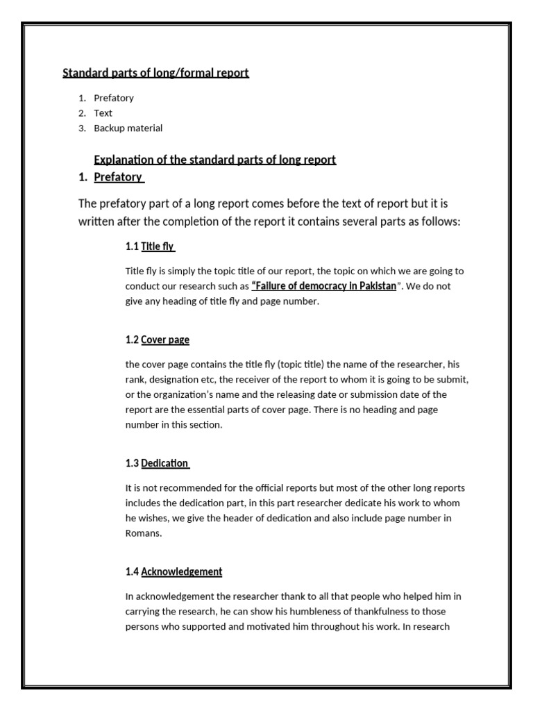 Essential Components of Long Reports | PDF | Abstract (Summary) | Table ...