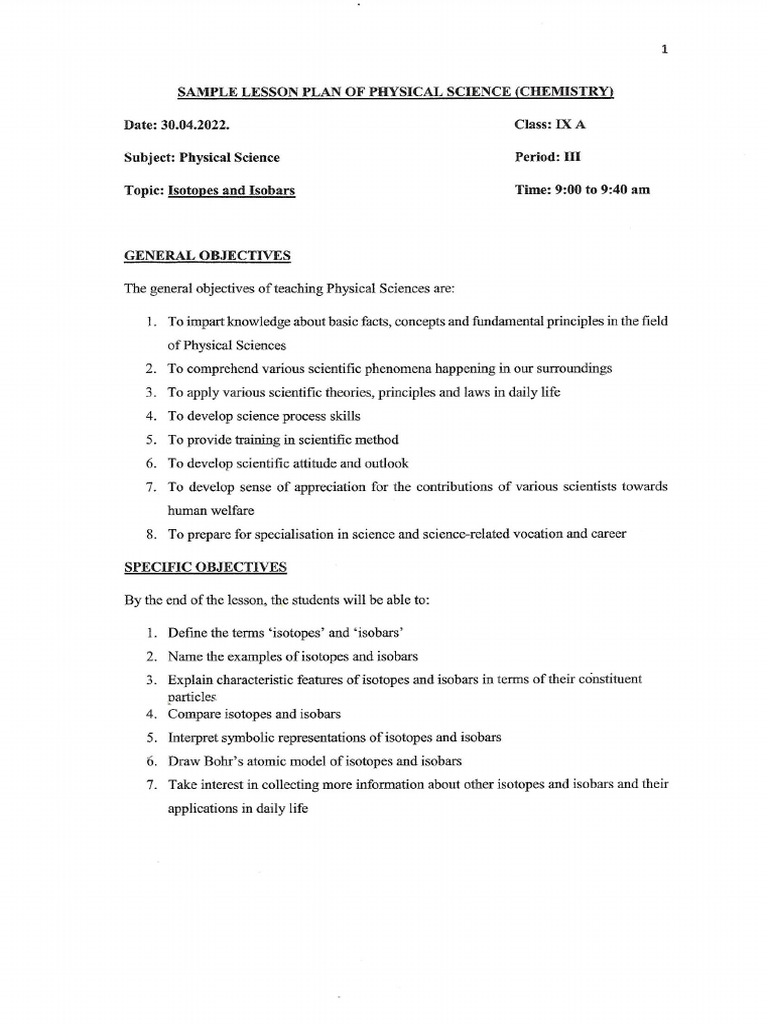 Chemistry Lesson Plan-Scan | PDF