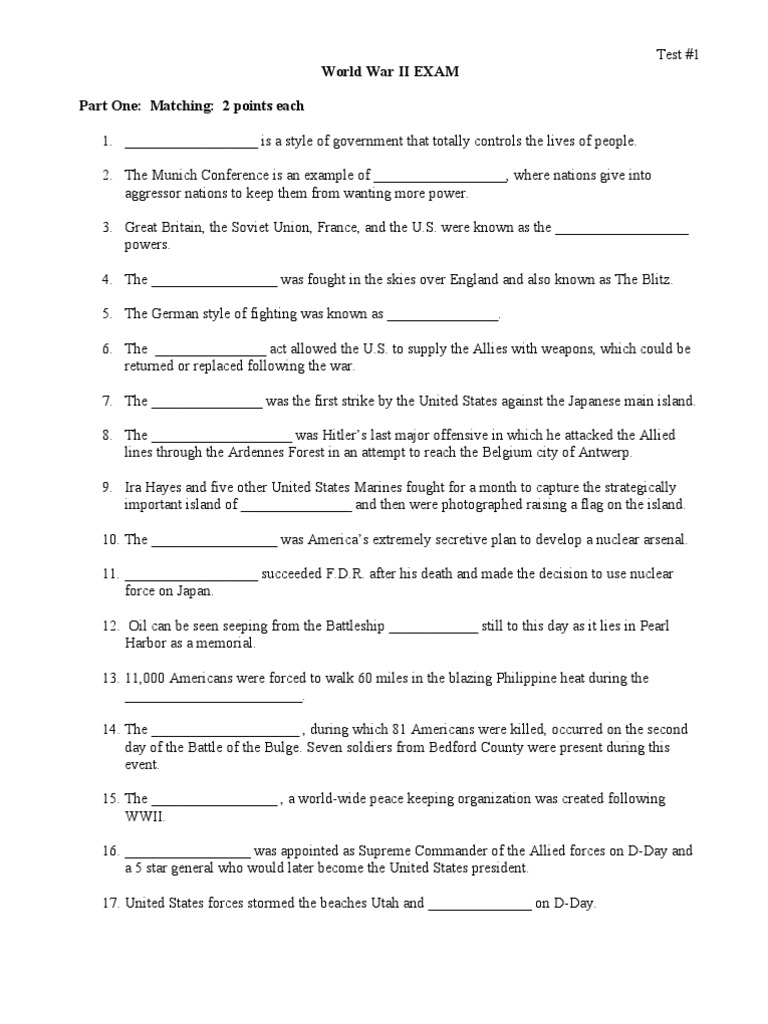 World War II Test | World War II | Allies Of World War II