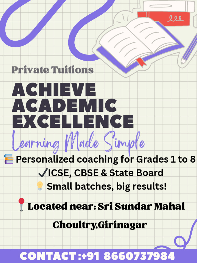 Beige and Purple Illustrated Private Tutor Promo Flyer | PDF