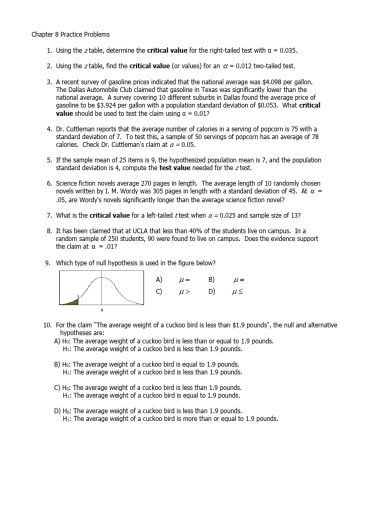 Chapter 8 Practice Problems With Answers | PDF | Standard Deviation | Hypothesis