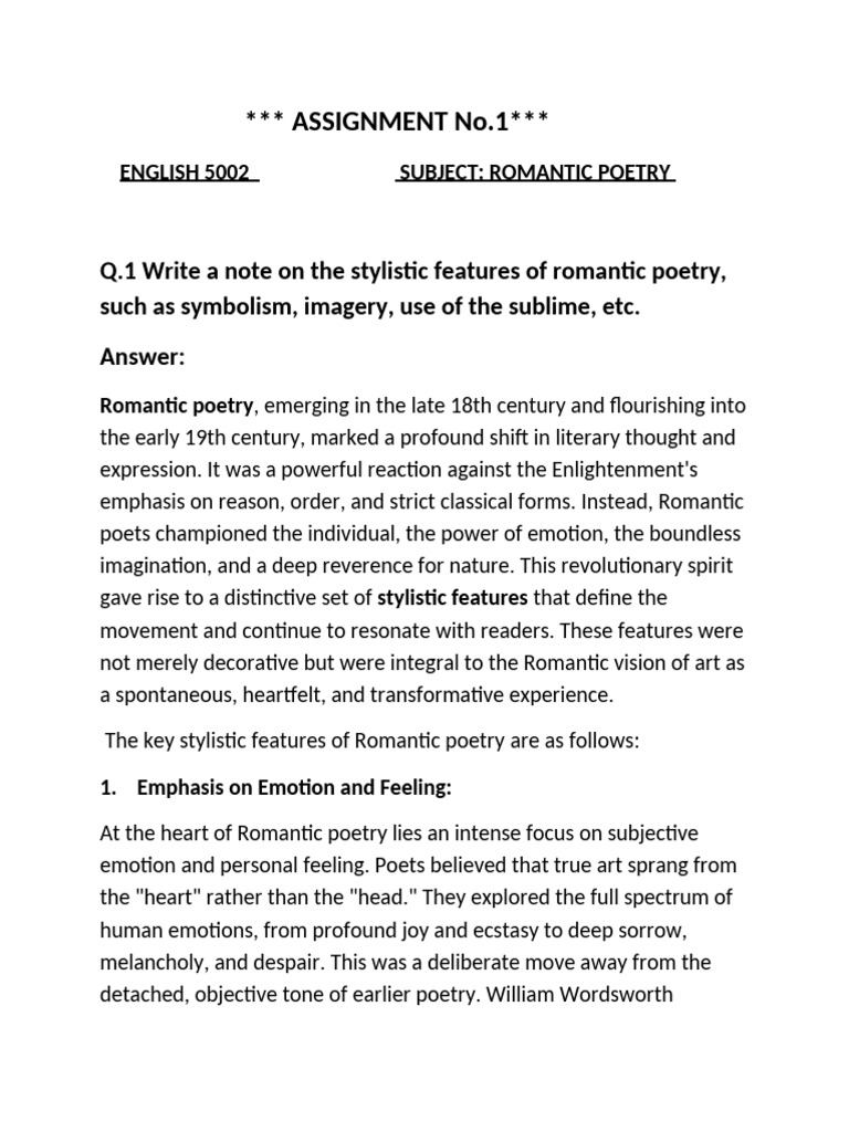 Assignment No.1 Engl5002 | PDF | Romanticism | John Keats