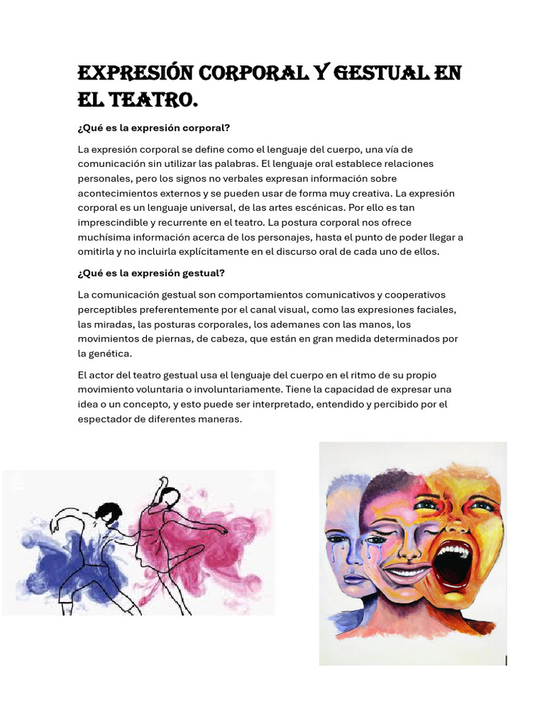 Expresión Corporal y Gestual en El Teatro | PDF