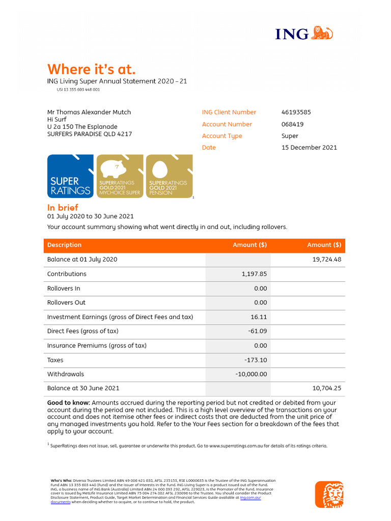 Annual Statement Mutch 30.6.2021 - Mem - 230625 - 165742 | PDF | Fee ...