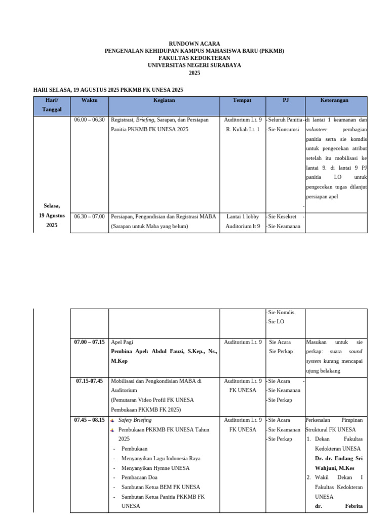 Rundown Acara PKKMB Update 31 Juni 2025 | PDF