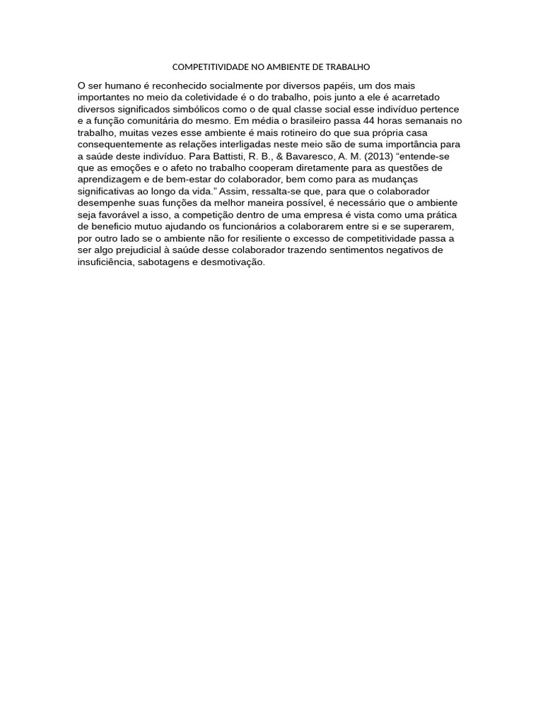 Competitividade No Ambiente de Trabalho | PDF
