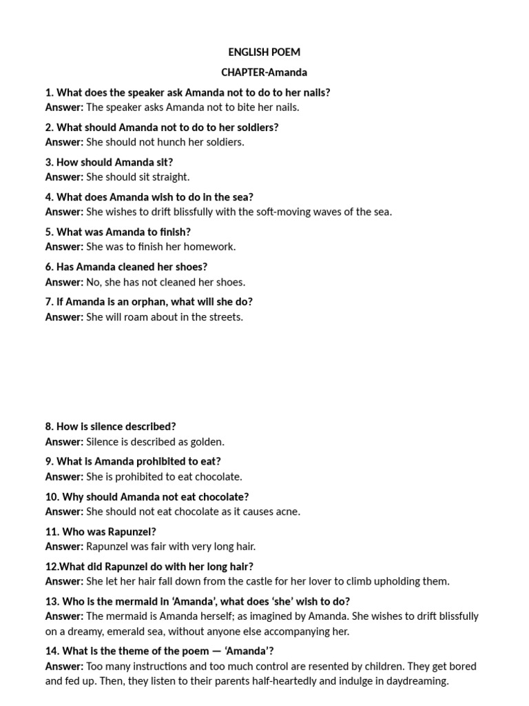 ENGLISH POEM ch amanda | PDF
