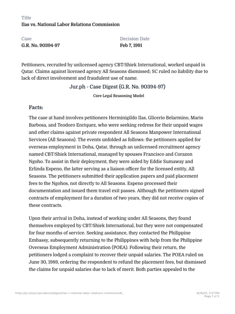 Case Digest - G.R. No. 90394-97 - Ilas vs. National Labor Relations ...