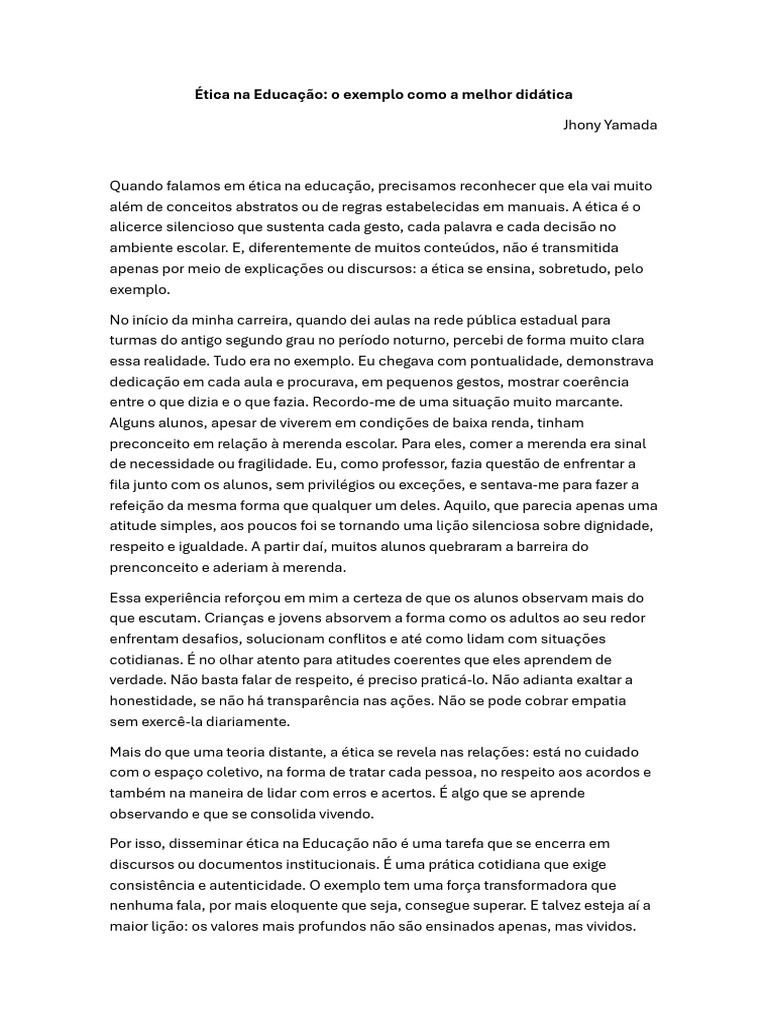 Ética na Educação: Aprendendo pelo Exemplo | PDF