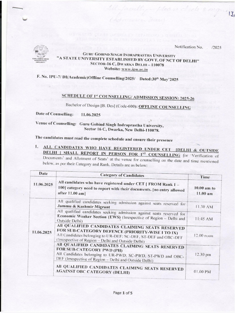 1st Counselling For CET | PDF