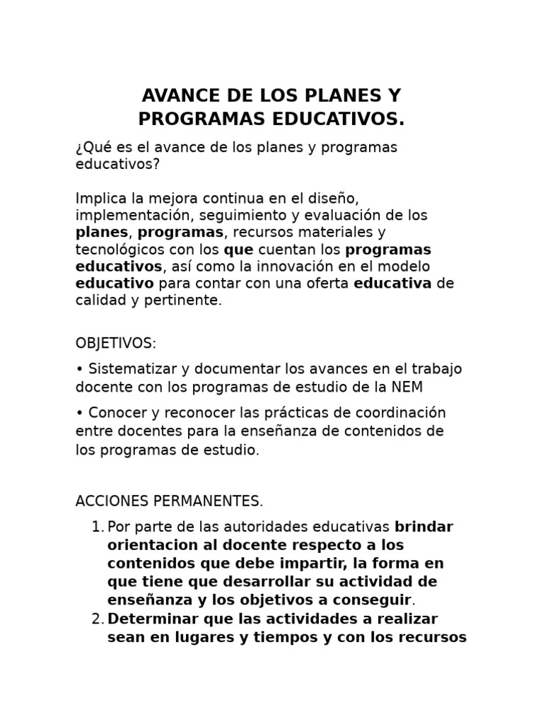 Avance de Los Planes y Programas Educativos TV | PDF
