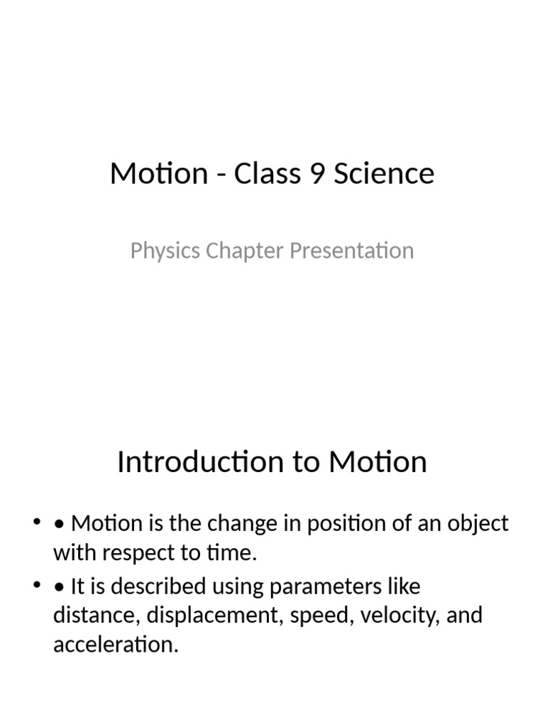 Motion Class9 | PDF