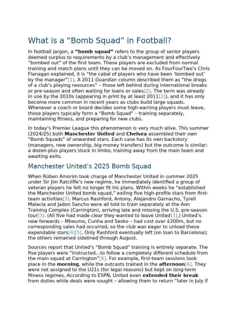 What Is A "Bomb Squad" in Football | PDF | Premier League | Association ...