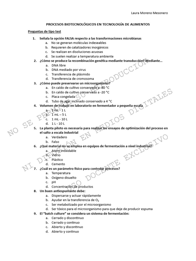 Procesos Biotecnológicos en Alimentos | PDF | Fermentación | Biología