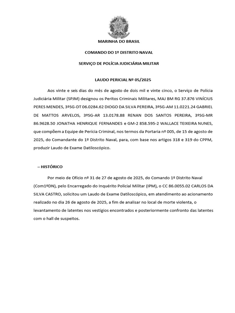 Laudo Pericial de Exame Datiloscópico | PDF | Impressão digital ...