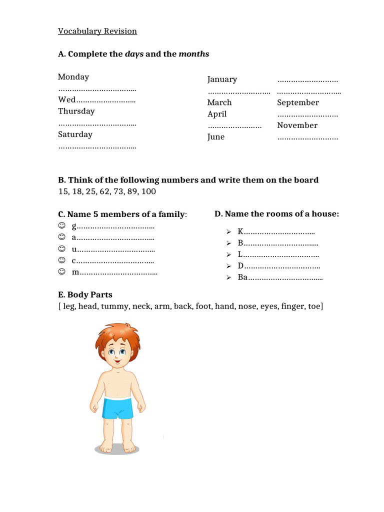 Days of The Week Vocabulary | PDF