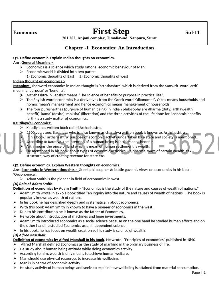 11th Eco Ch-1 Economics An Introduction | PDF | Cost Of Living | Economics