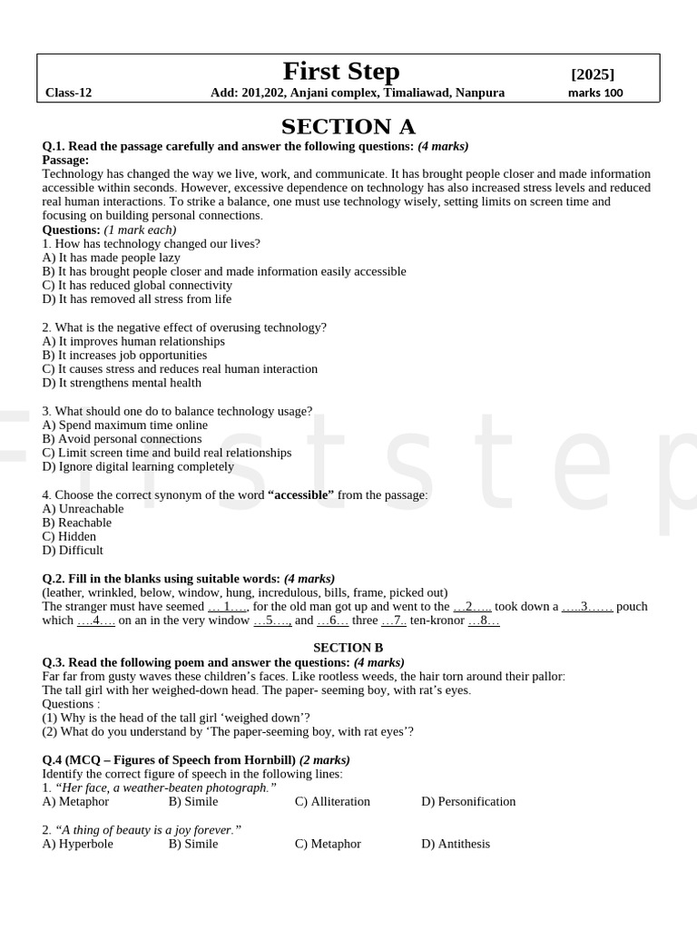 Class 12 English Exam Preparation Guide | PDF