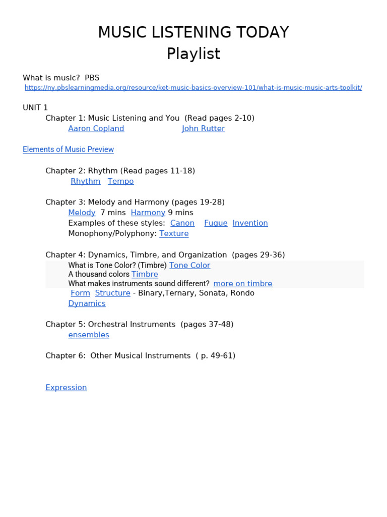 Elements of Music Playlist | PDF