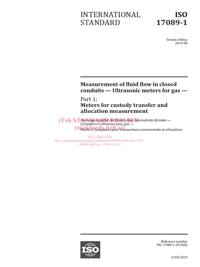 ISO 17089-1: Ultrasonic Gas Meters | PDF | Flow Measurement ...