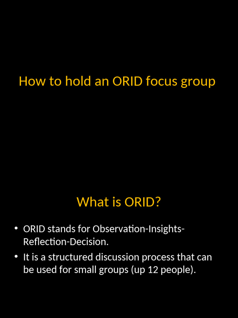 Guide to Conducting ORID Focus Groups | PDF | Human Communication ...