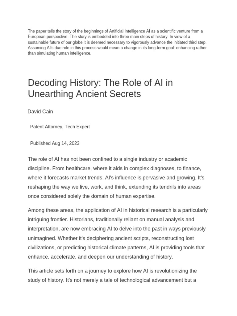 AI's Transformative Role in Historical Research | PDF | Artificial ...