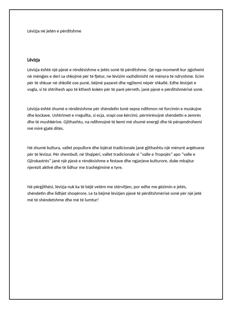 Lëvizja Në Jetën e Përditshme | PDF