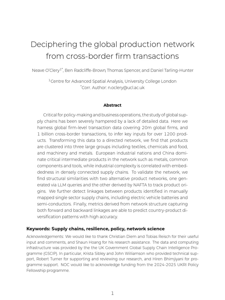 Deciphering The Global Production Network From Cross-Border Firm Transactions | PDF | Input ...